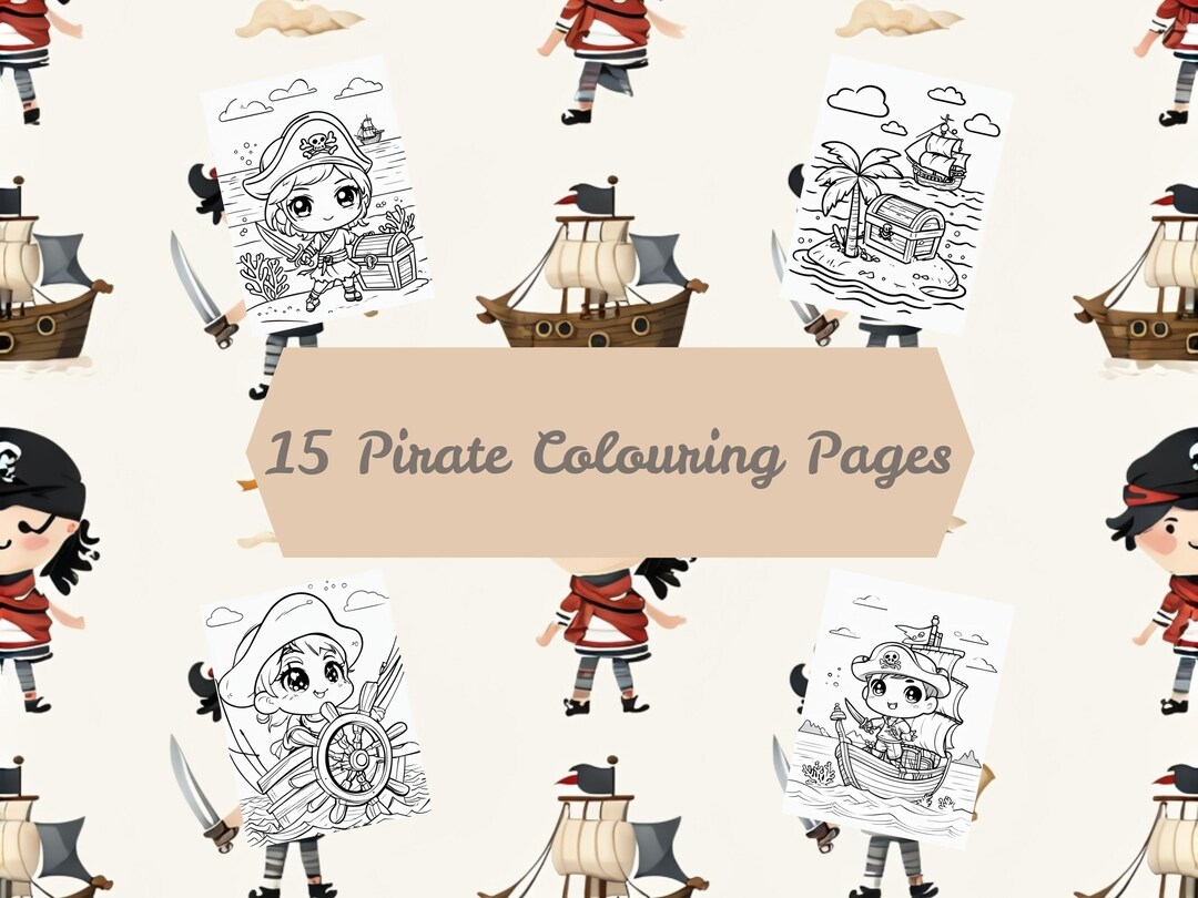15 Kids Pirate Colouring Pages for Kids and Toddlers - Etsy