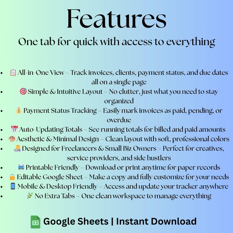 Invoice Tracker Template: Google Sheets, Small Business (PDF ...