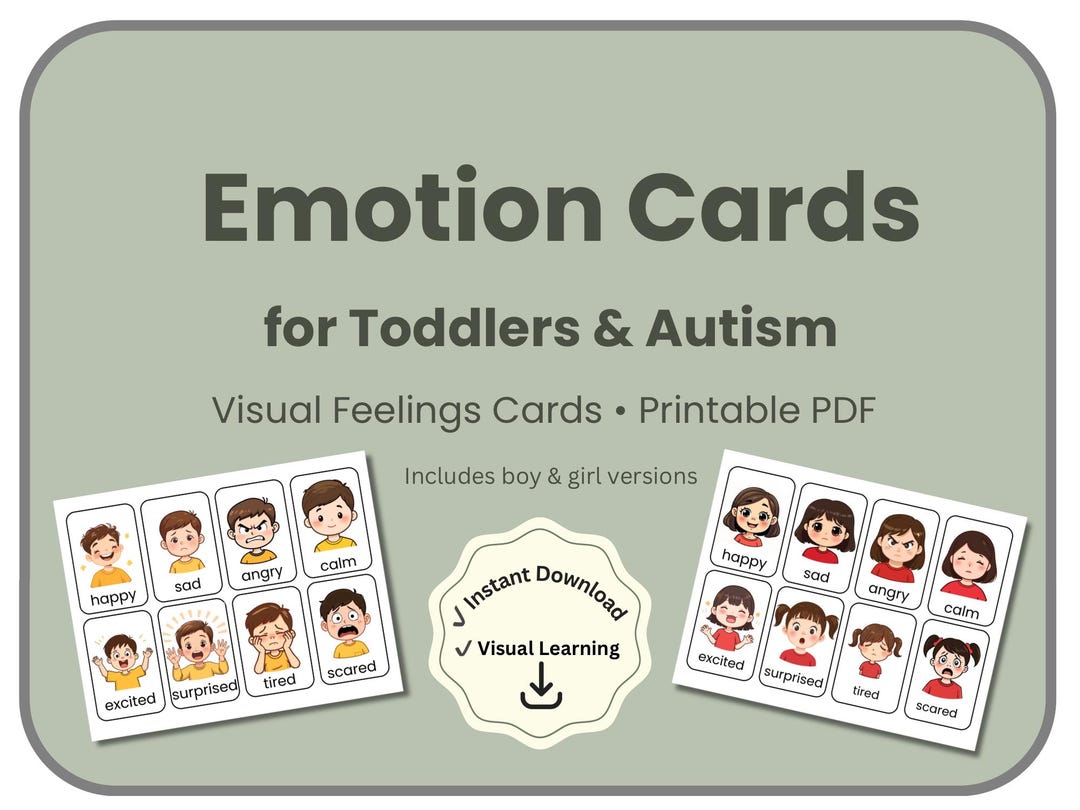 Emotion Cards for Toddlers and Autism Visual Feelings Cards Printable ...