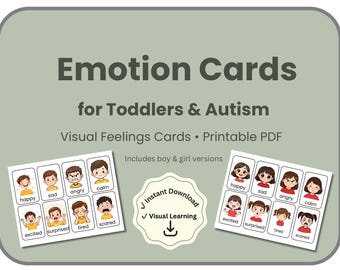 Emotion Cards for Toddlers and Autism Visual Feelings Cards Printable ...