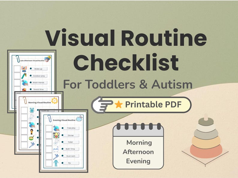 Visual Routine Checklist for Toddlers & Autism | Daily Visual Schedule ...