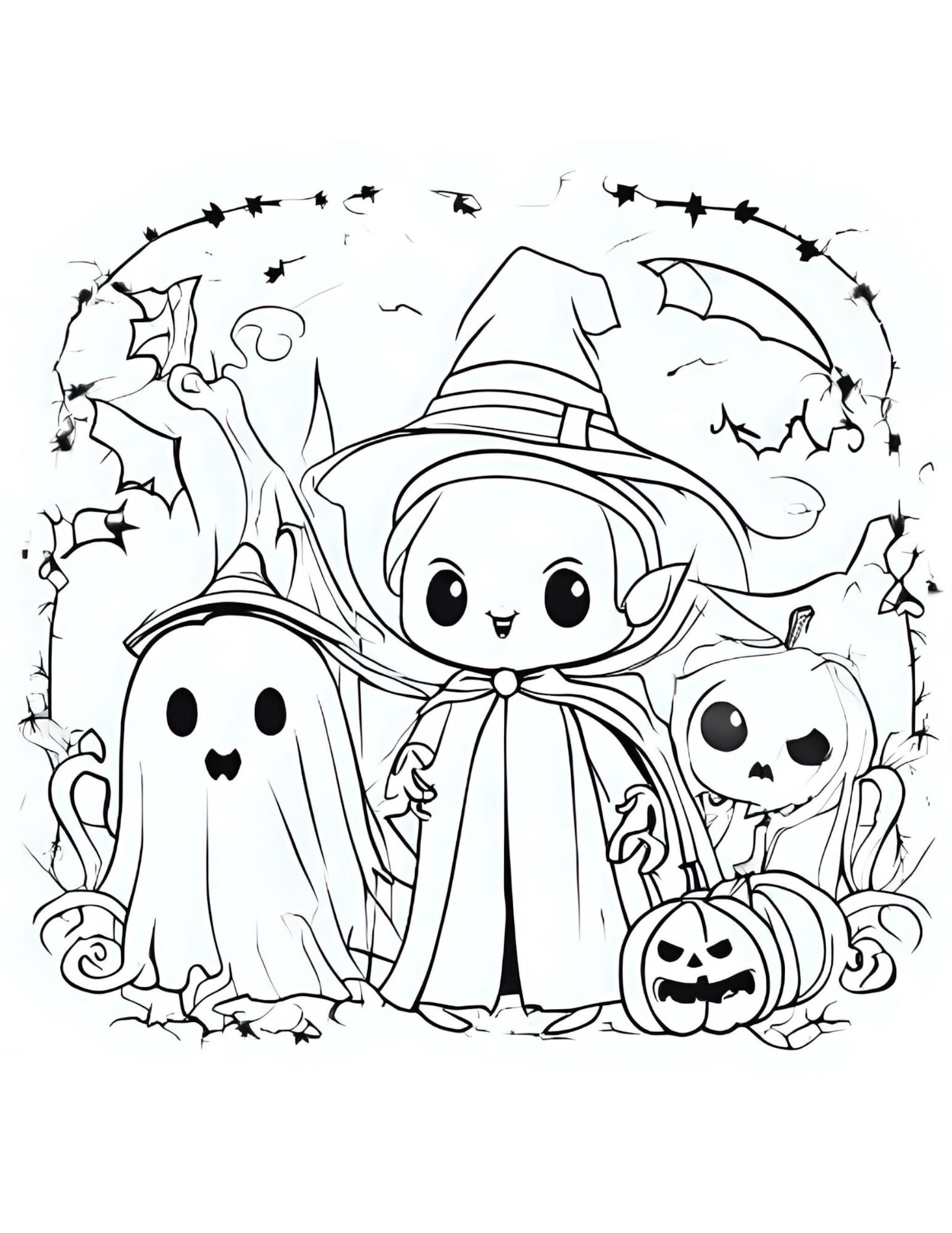 Halloween Coloring Pages for Kids | Cute Pumpkins, Ghosts, Cats ...
