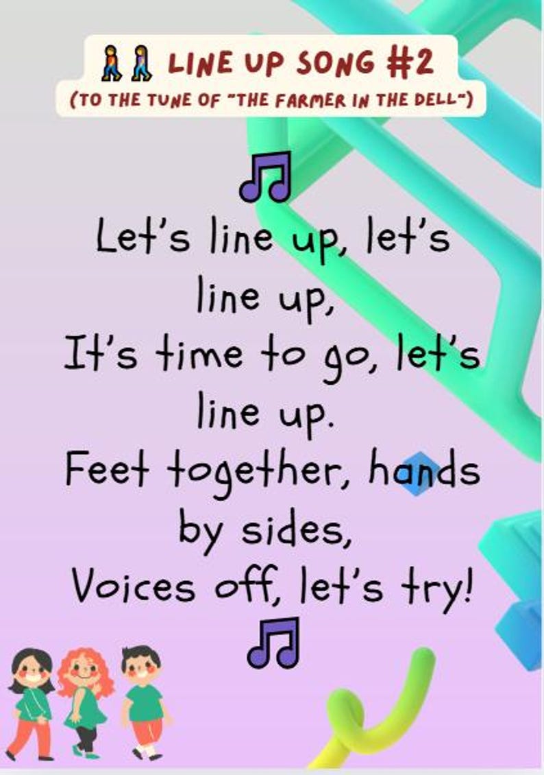 Preschool Transition Songs PRINTABLE - Classroom Management Song Cards ...