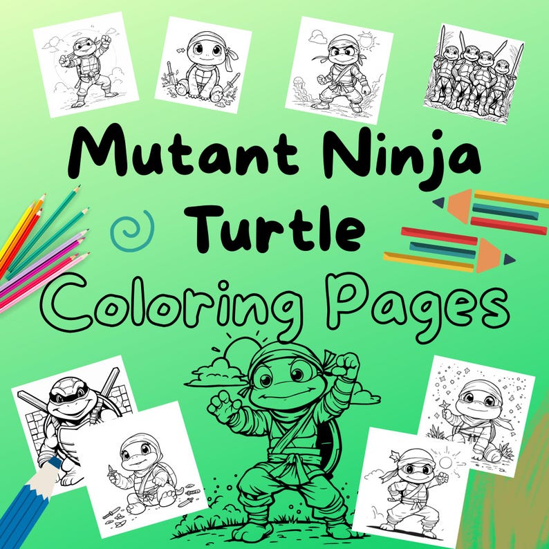 Turtle Heroes Coloring Book Printable | Kids Activity & Action Coloring ...