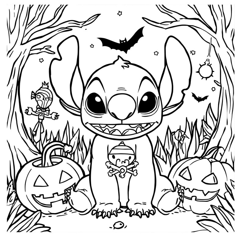 Lilo & Stitch Halloween Coloring Pages | 25 Cute Printable Kids ...