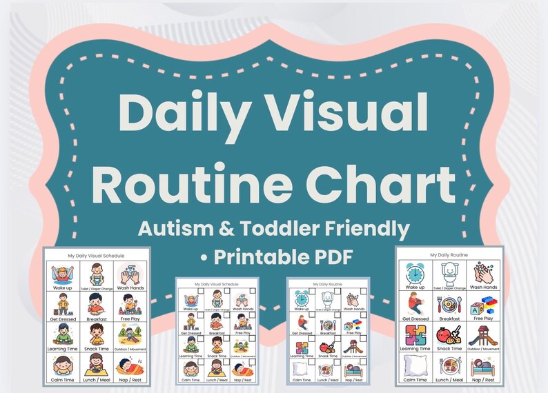 Visual Routine Chart for Toddlers With Autism & ADHD | Daily Schedule ...
