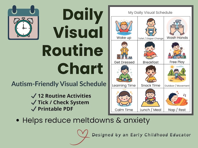 Visual Routine Chart for Toddlers With Autism & ADHD | Daily Schedule ...
