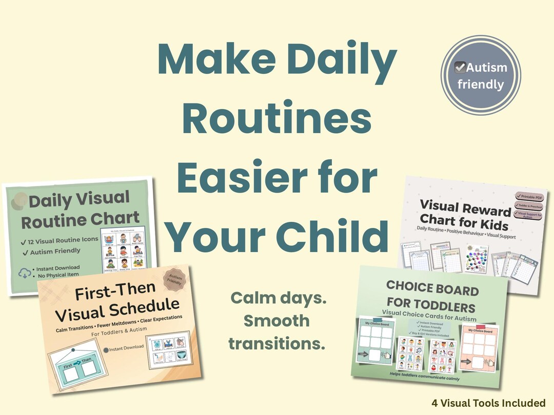 Autism Visual Routine Charts | Toddler Daily Schedule Bundle to Support ...