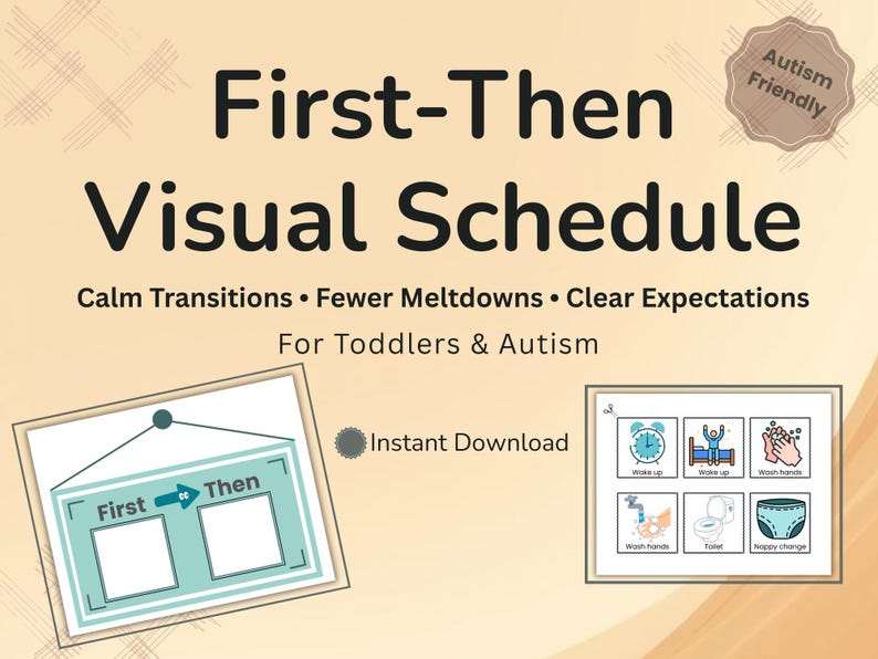 First Then Visual Schedule for Toddlers | Autism Routine Chart ...