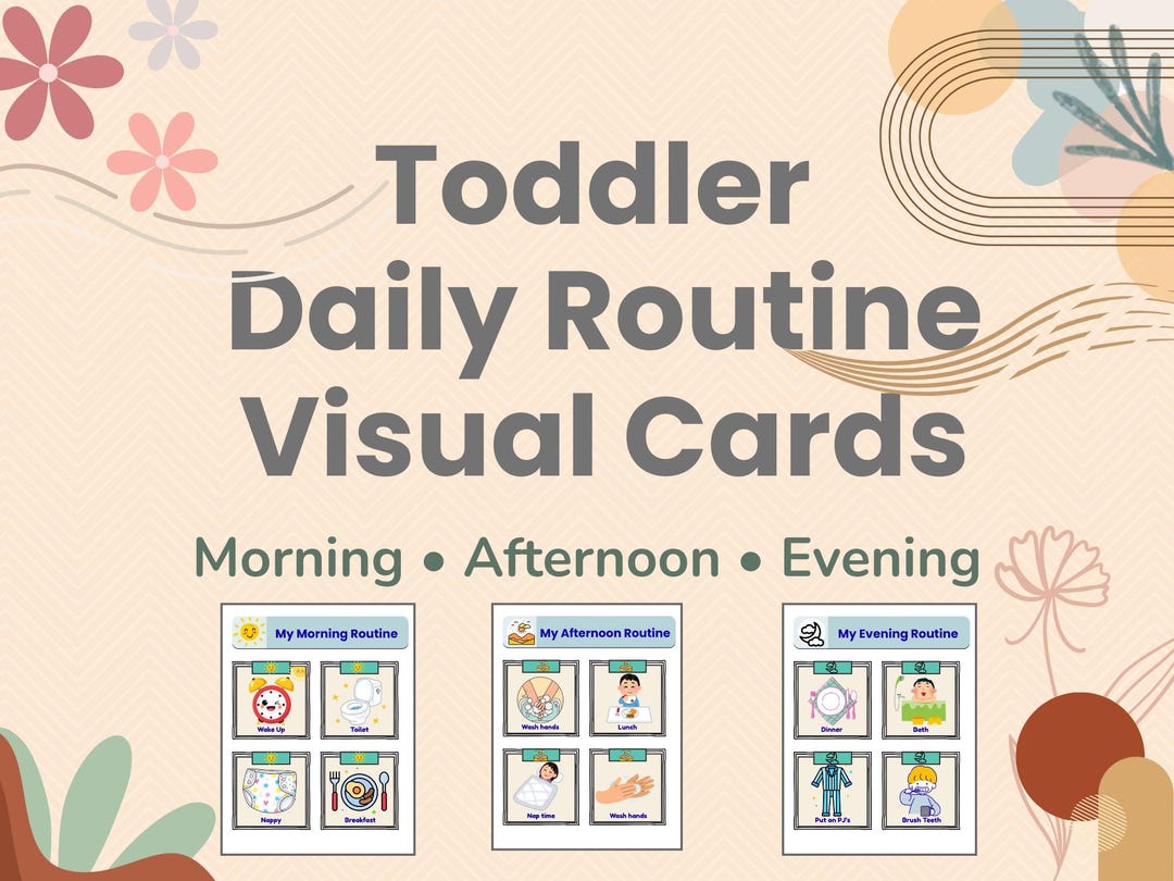 Toddler Daily Routine Visual Cards | Morning Afternoon Evening Schedule ...