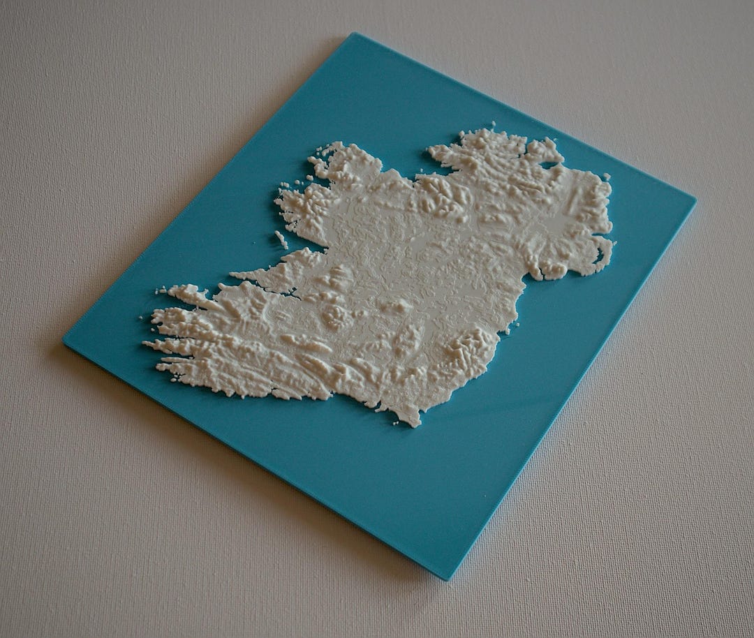3D Ireland Topographic Map, Coastal Wall Art - Etsy