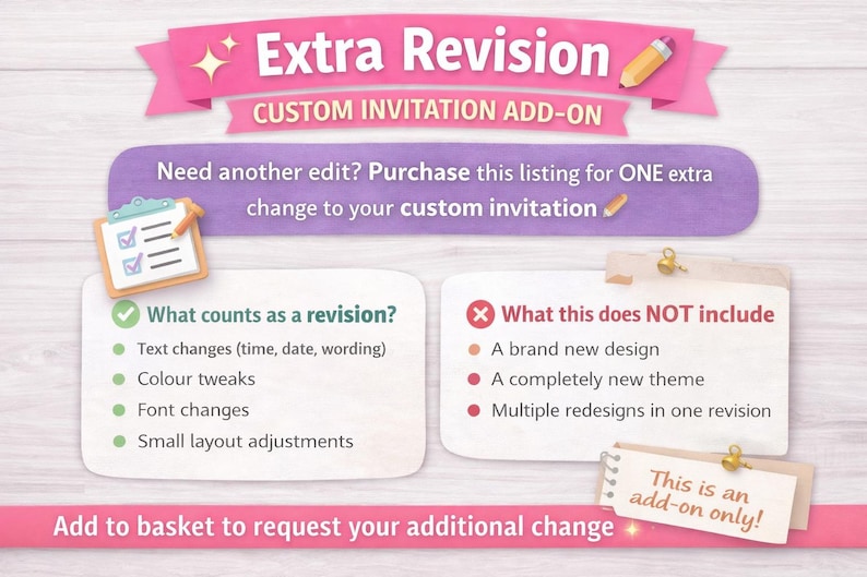 Extra Revision – Custom Invitation Add-on - Etsy