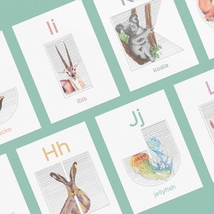 ABC Animal Flashcards 4x6 Animal Print Alphabet Playroom - Etsy