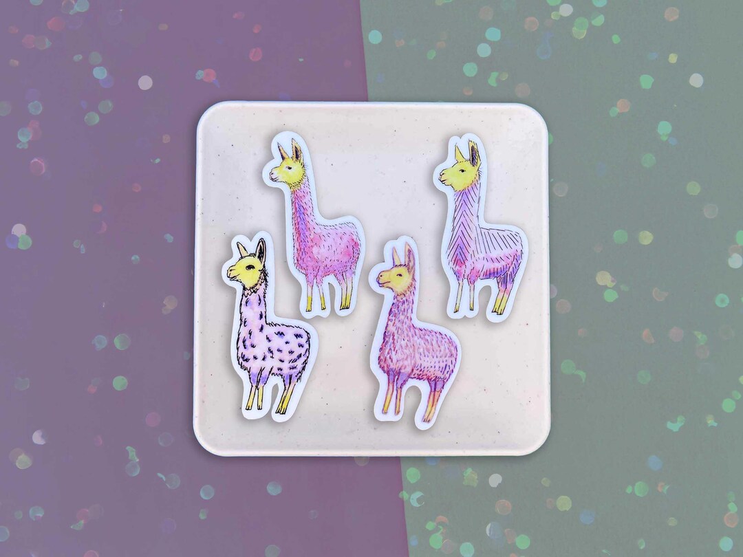 Watercolor Farm Animal Stickers: Llama, Rabbit, Pig, Yak, Mouse - Etsy
