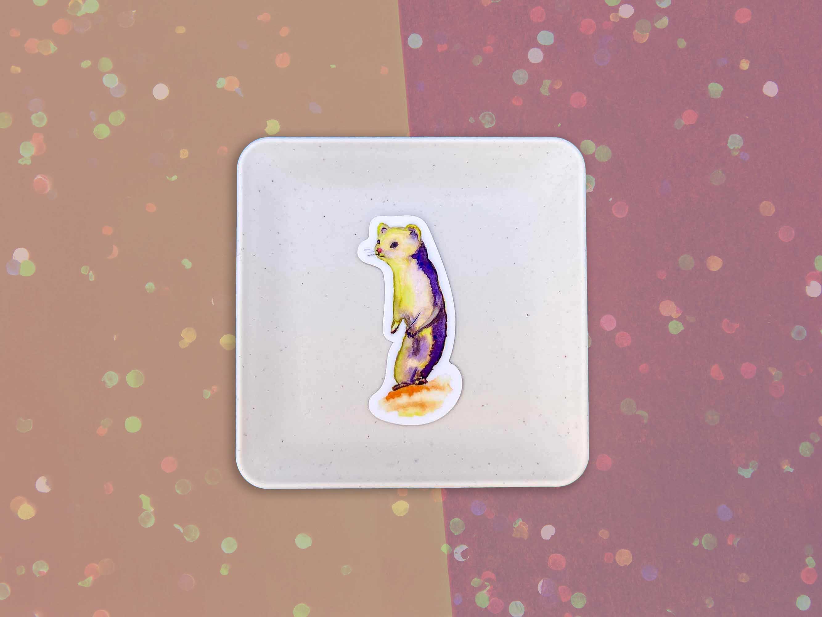 Weasel Sticker, Snow Weasel, W is for Weasel, Watercolor Sticker, Stoat ...