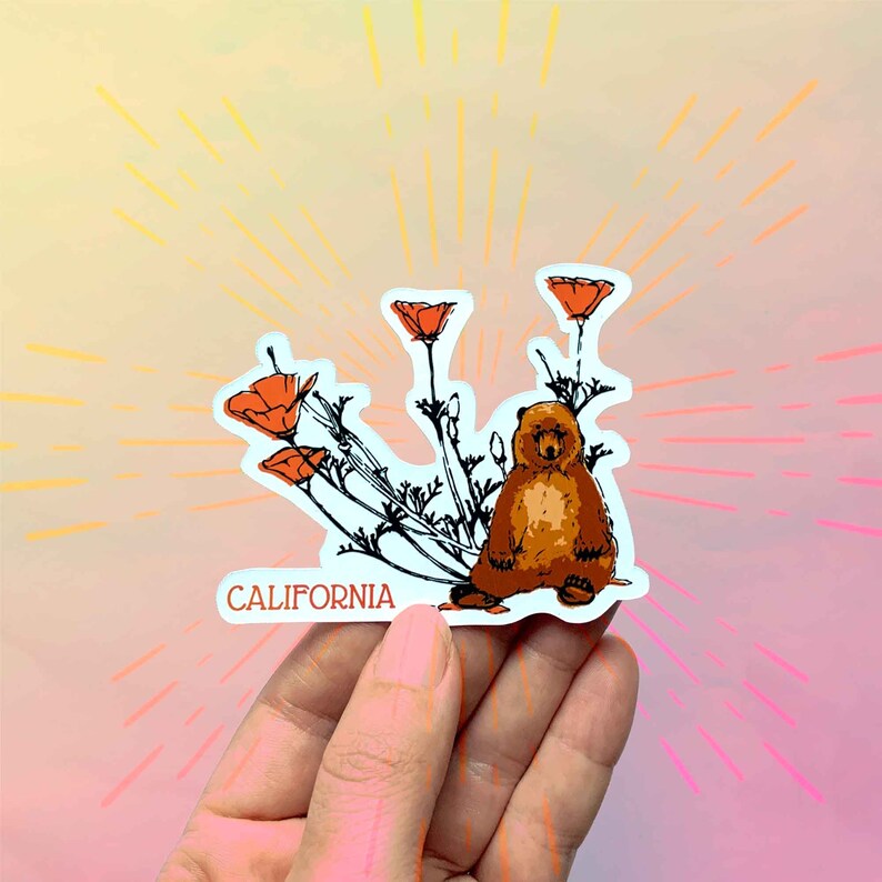 California Sticker Pack Bear Sticker Poppy Sticker Golden - Etsy