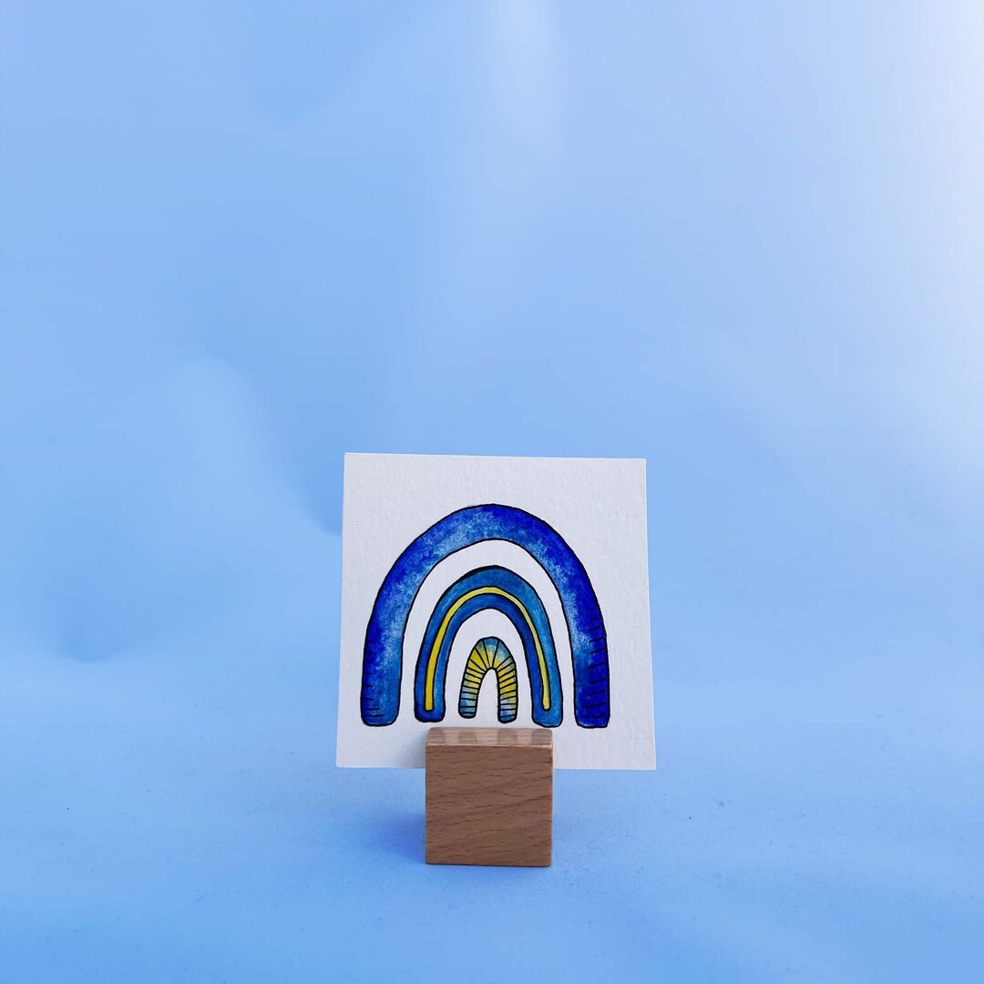 Blue Rainbow Painting Original Mini Watercolor Painting - Etsy