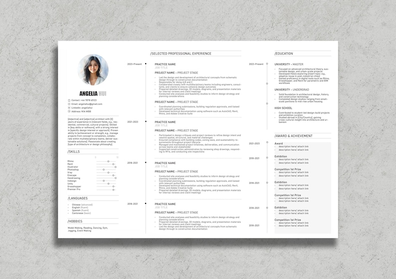 Portfolio Template, Professional Resume Template, Minimalist ...
