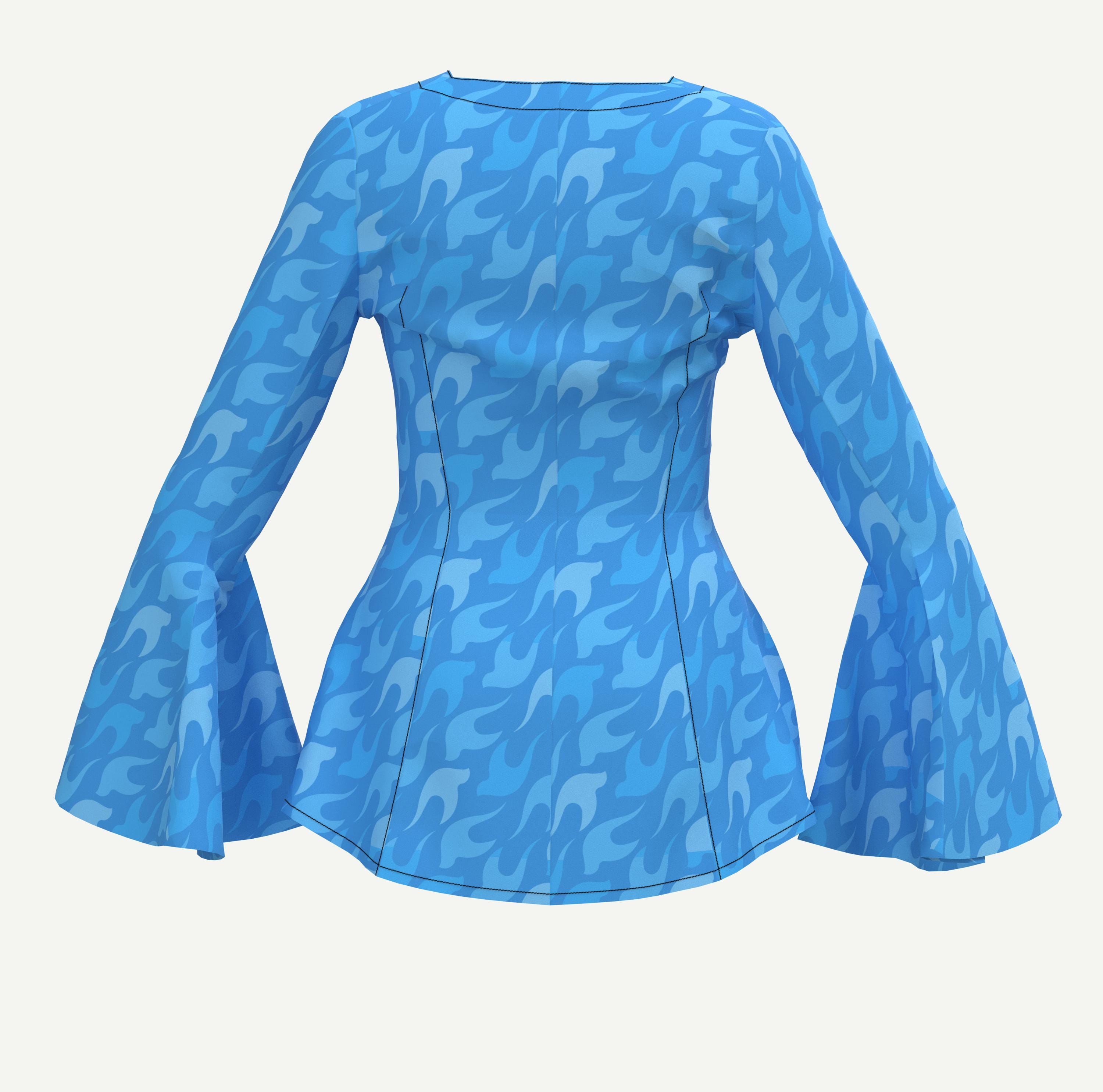 Bell Sleeve Top Sewing Pattern: Flared V-neck Blouse (PDF Pattern) - Etsy