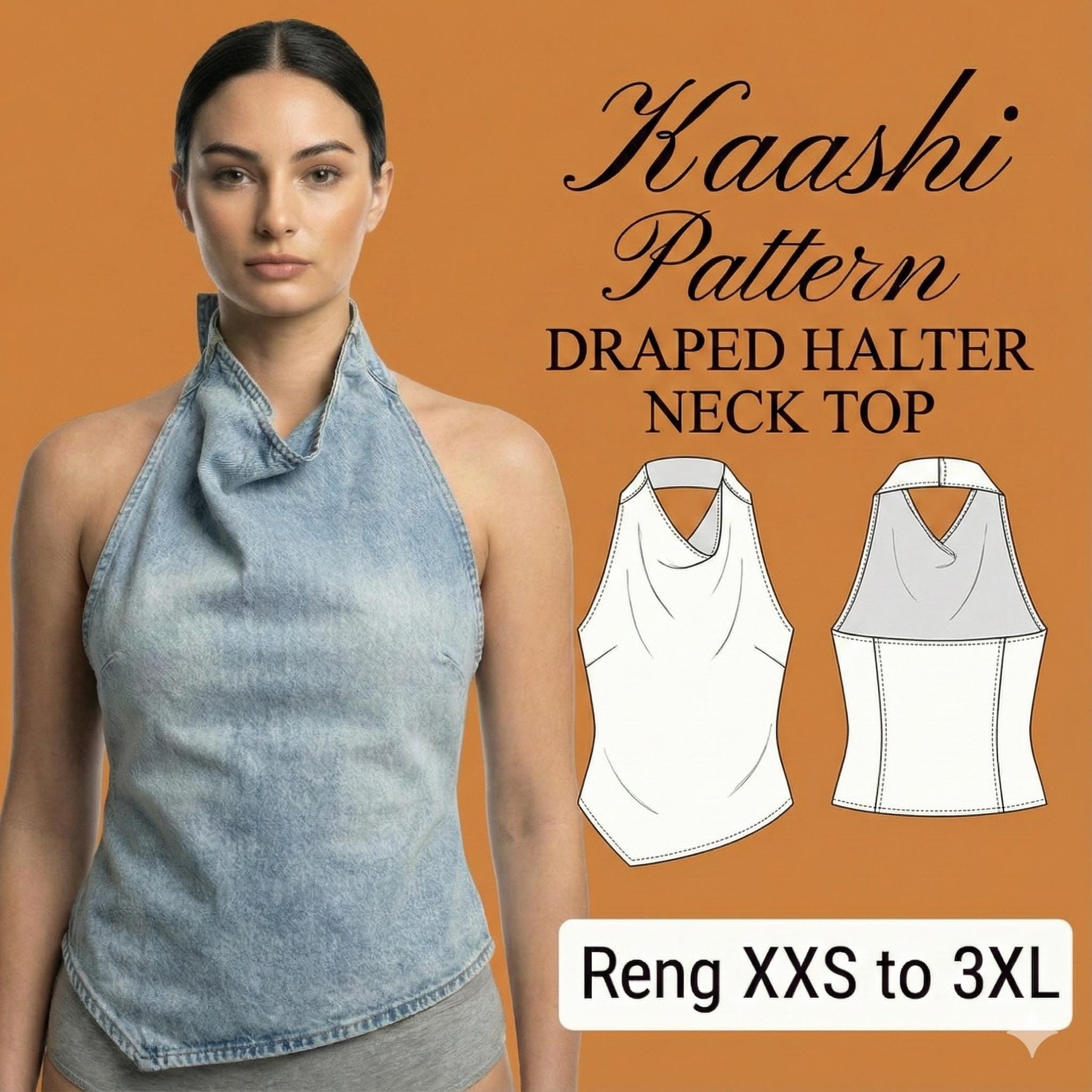 Draped Halter Neck Top Sewing Pattern | PDF Pattern | Sizes XXS–5XL - Etsy
