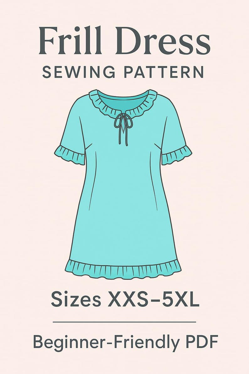 Frill Summer Dress Sewing Pattern- PDF Ruffle Dress – Easy Beginner ...