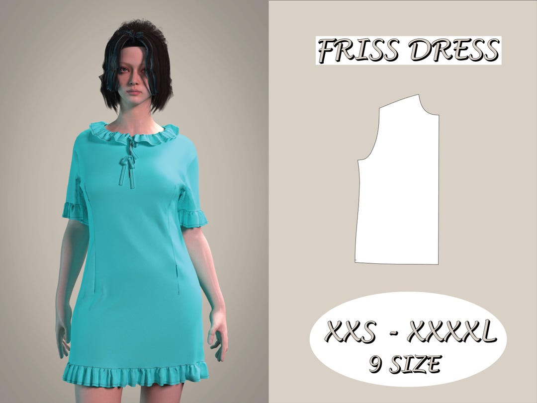 Frill Summer Dress Sewing Pattern- PDF Ruffle Dress – Easy Beginner ...