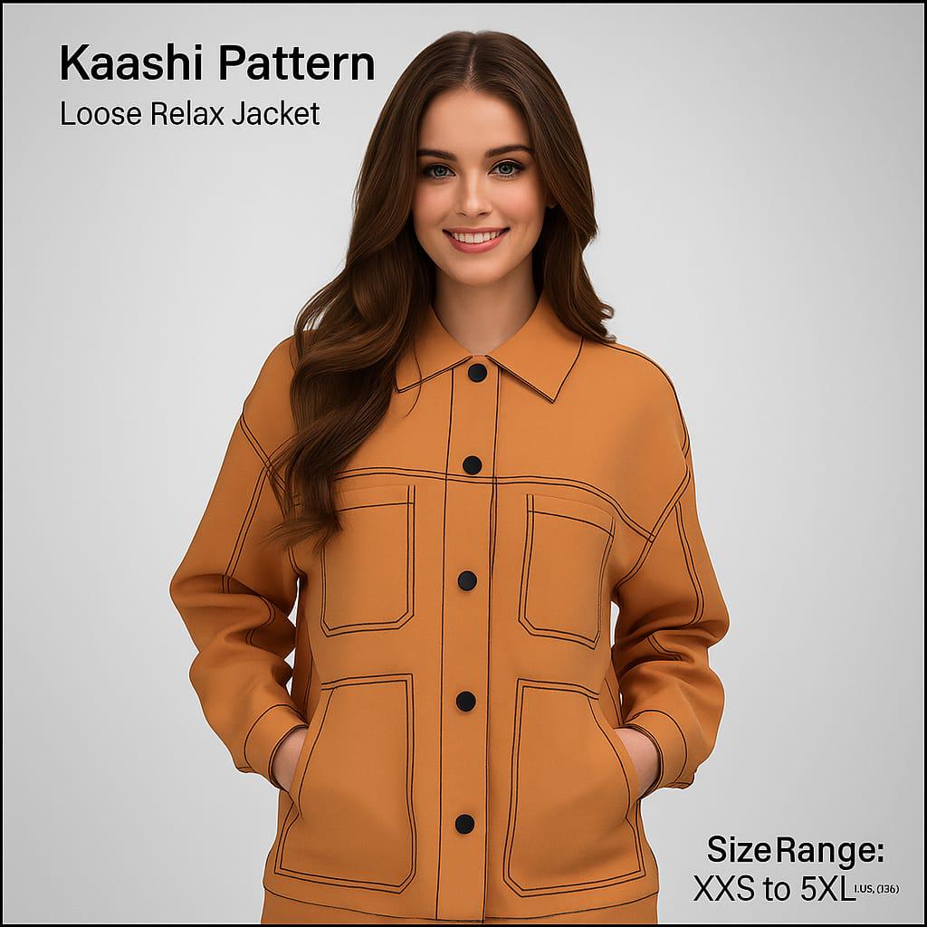 Workwear Jacket Sewing Pattern: Drop Shoulder, Button Front (digital ...