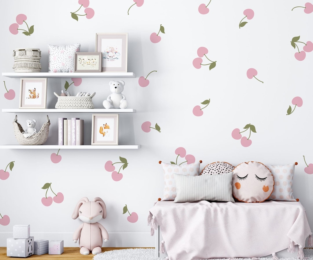 Cherry Fruit Wall Decal Set, Nursery Wall Decor, Cherries Removable ...