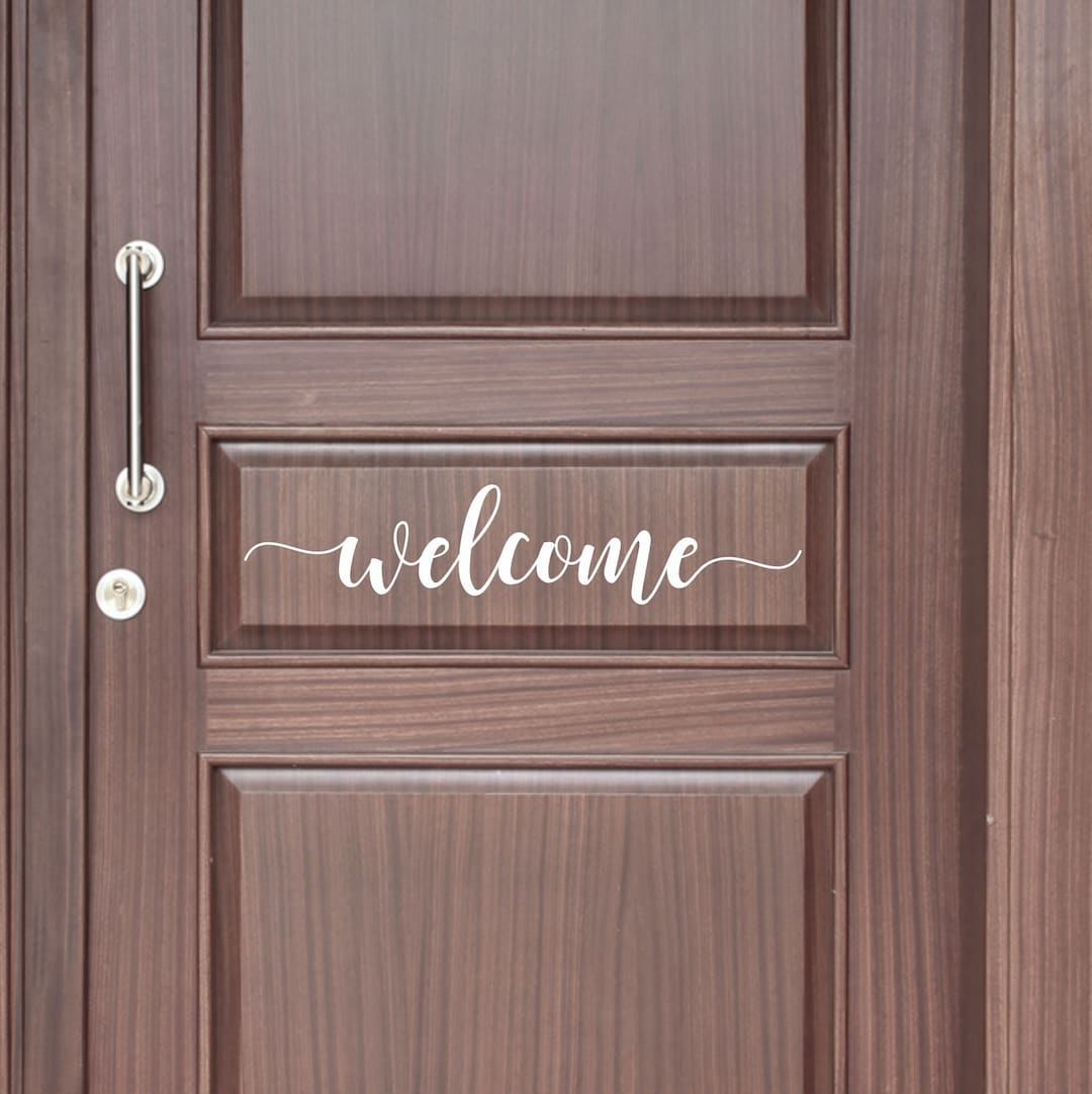 Welcome Vinyl Wall Decal Sticker, Front Door Welcome Decal, House Door ...