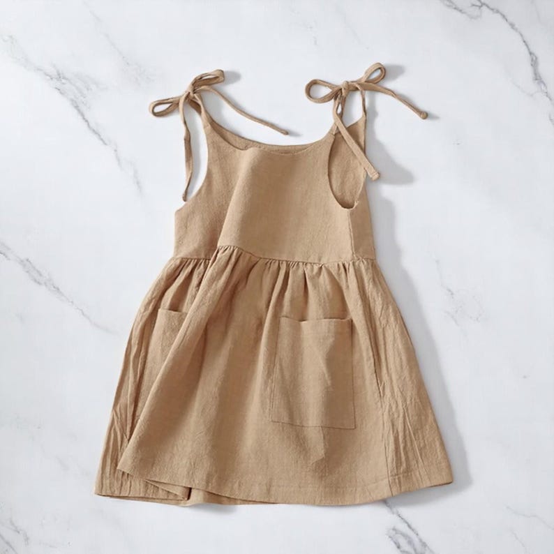 Girls Summer Suspender Dress With Pockets | Toddler Cotton Blend ...