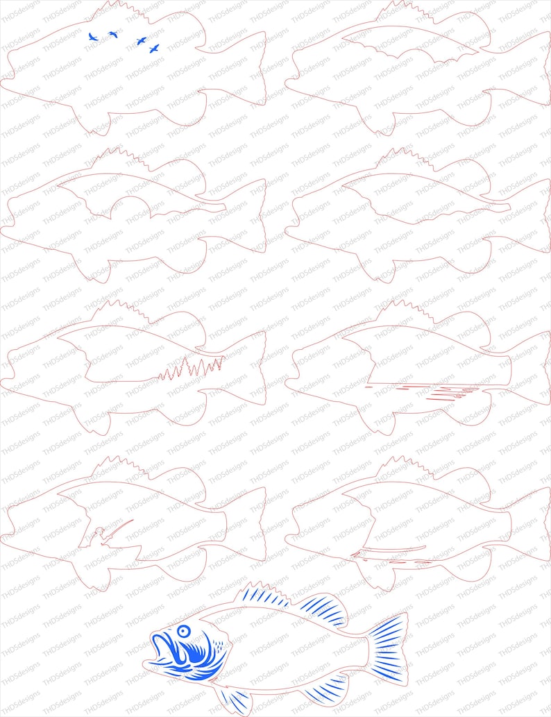 Large Mouth Bass Fish 9 Layered SVG | Fishing Scene Multilayer Laser ...