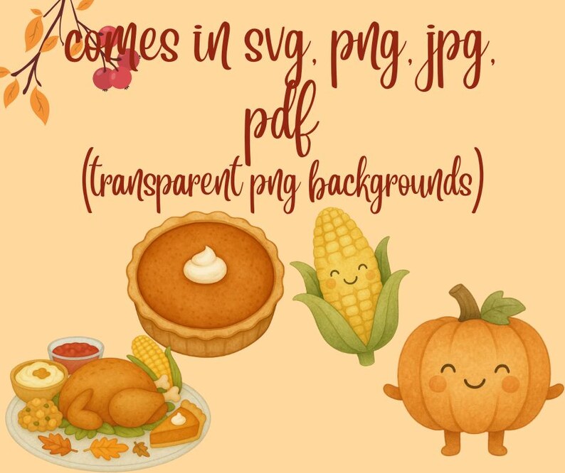 16 Cute Thanksgiving Fall Watercolor Clipart Bundle 16 Fun Characters ...