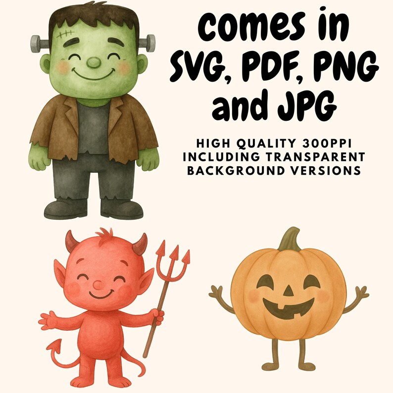 14 Cute Halloween Clipart Characters, Child Friendly High Quality ...