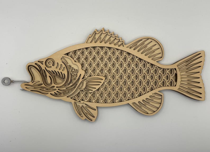 Layered Bass Fish SVG | 5 Layer Wooden Bass Wall Art | Fishing Decor ...