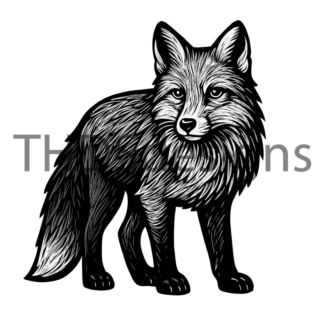 Fox SVG Clipart – Bold Black Line Hand Drawn Fox Illustration for Laser ...