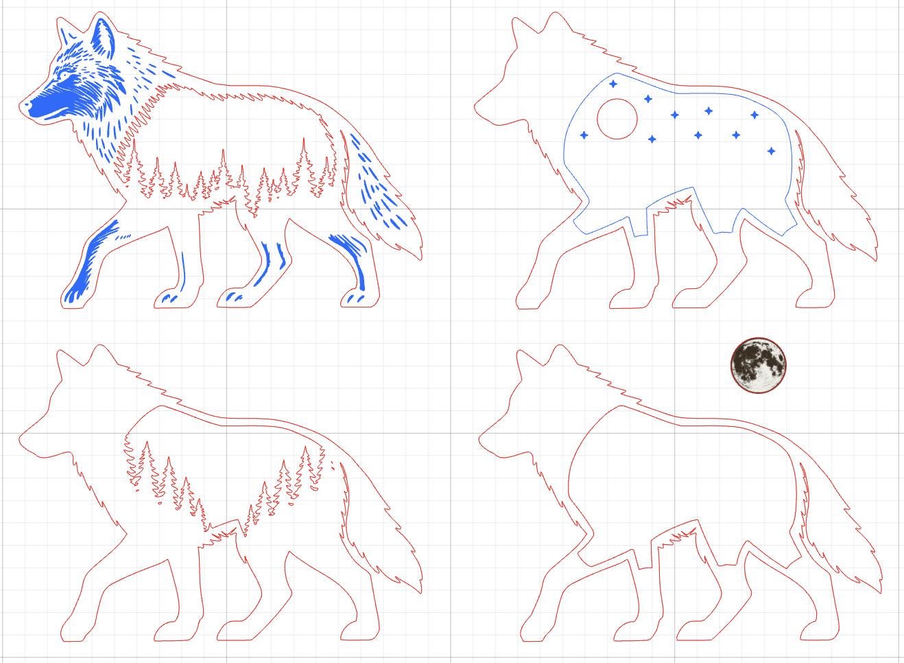 Layered Wolf SVG | 4-layer Laser Cut Design | Forest Mountain Wolf ...