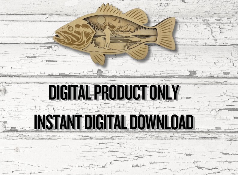 Smallmouth Bass Fish 8 Layered SVG | Fishing Scene Multilayer Laser Cut ...