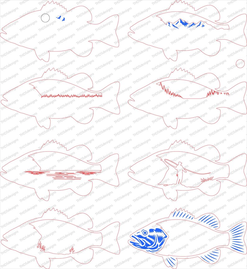 Smallmouth Bass Fish 8 Layered SVG | Fishing Scene Multilayer Laser Cut ...