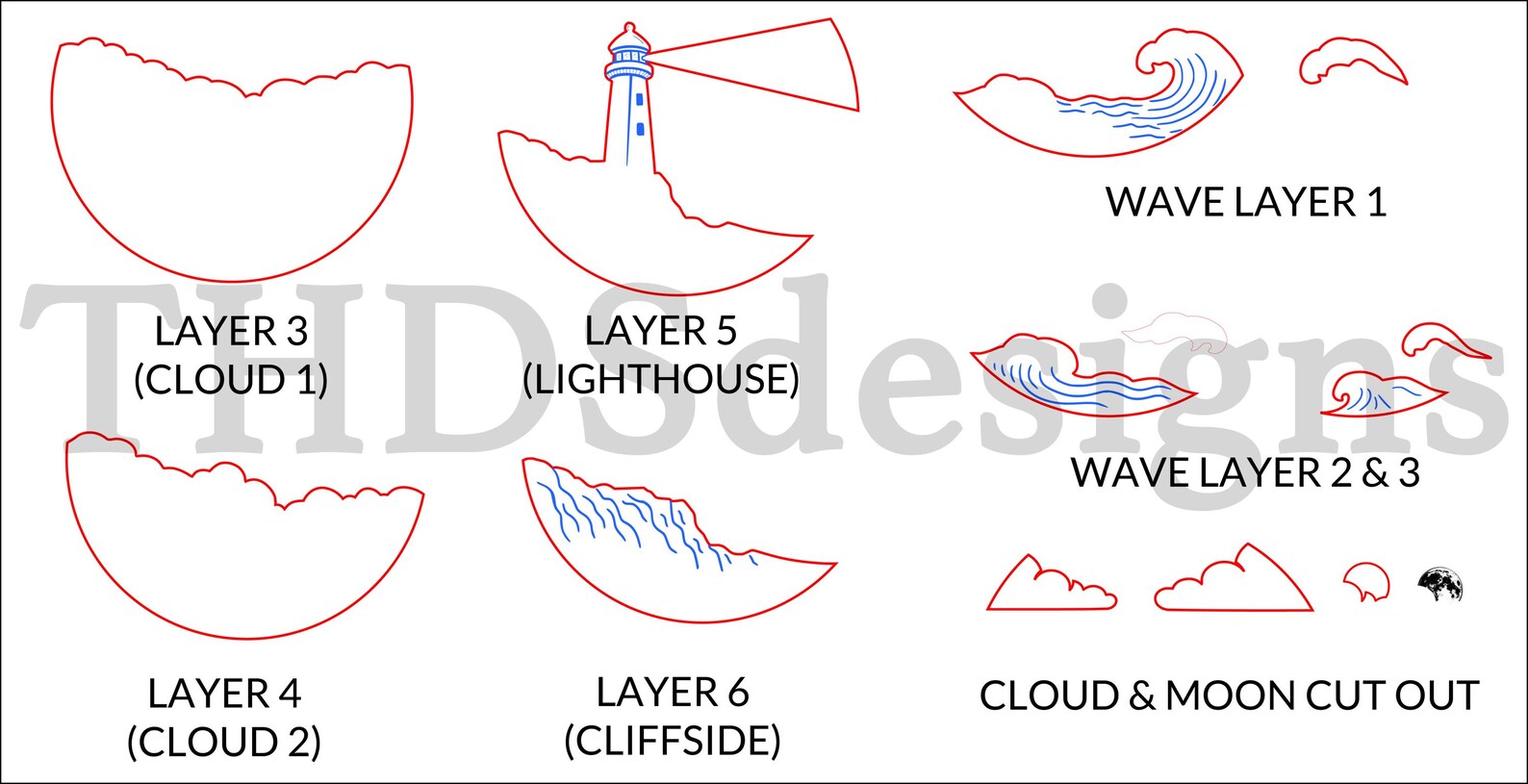 Multi-layer Lighthouse SVG File – Storm Scene in Ship Wheel Frame ...