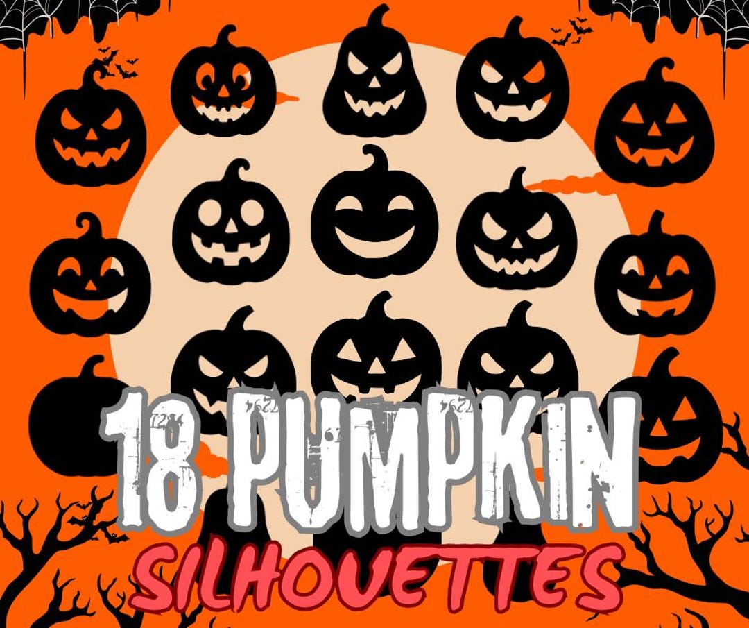 18 Halloween Pumpkin & Jack O Lantern Silhouettes | Halloween SVG PNG ...