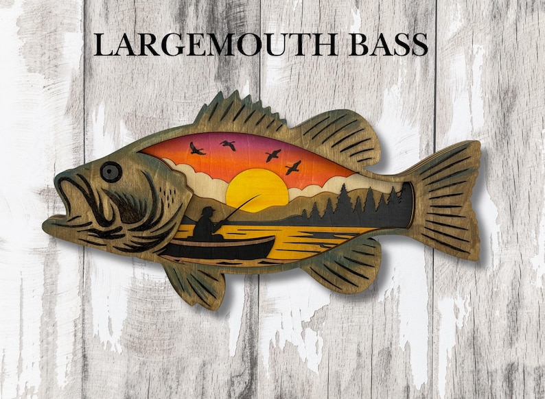 3 Fish SVG Bundle | Largemouth Smallmouth Bass | Rainbow Trout 3D ...