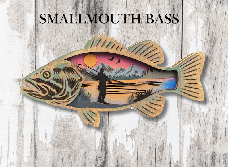 3 Fish SVG Bundle | Largemouth Smallmouth Bass | Rainbow Trout 3D ...