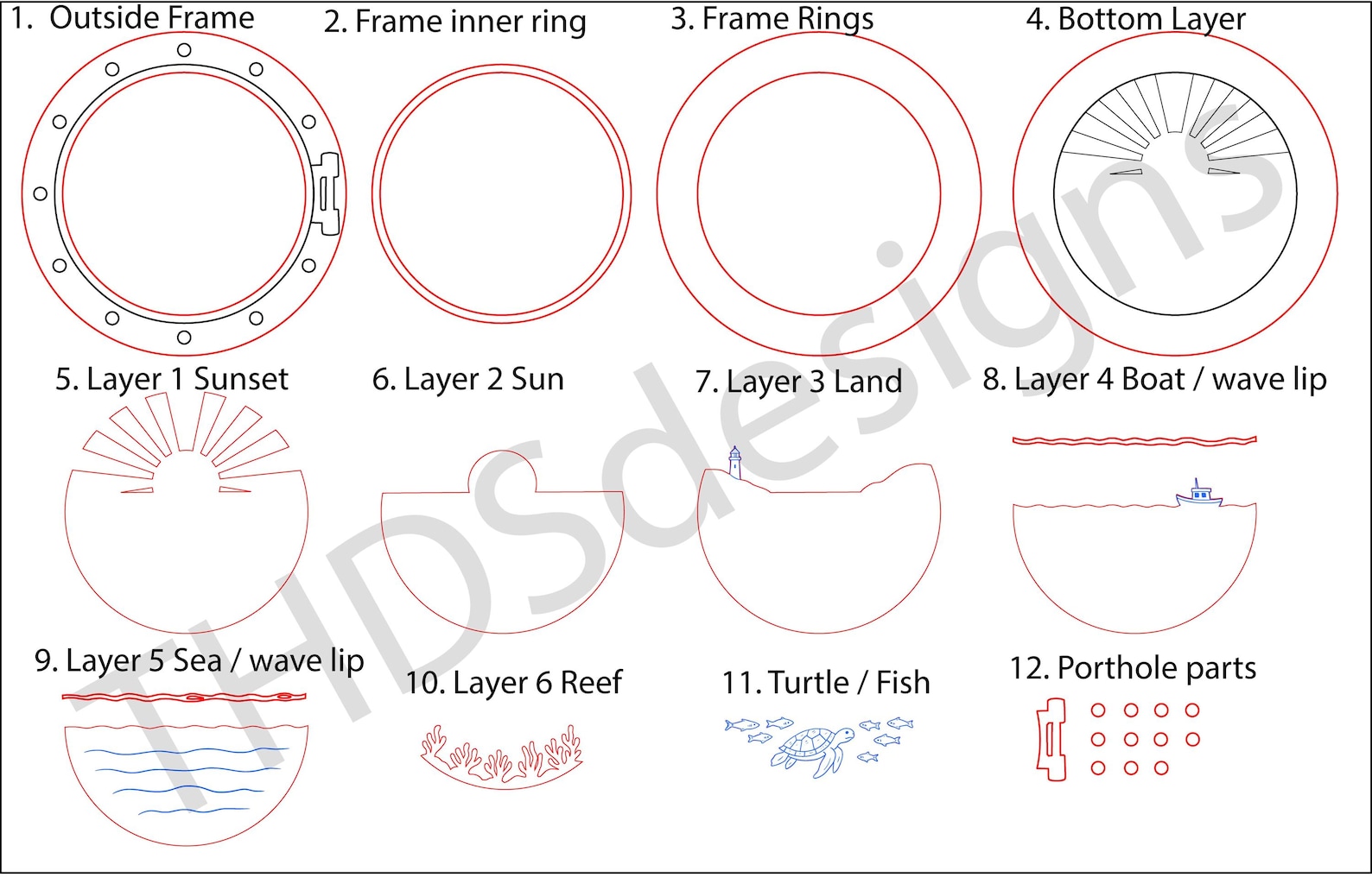 Layered Ocean Sunset Scene SVG – Underwater Reef Scene With Turtle ...