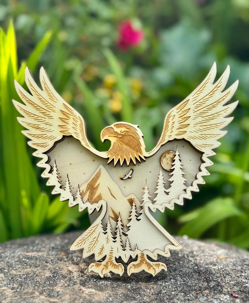 Layered American Eagle SVG | 4-layer Laser Cut Design for Laser ...