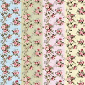 Dolls House Wallpaper 1/12th or 1/24th Scale Choice of Blue Pink Green ...
