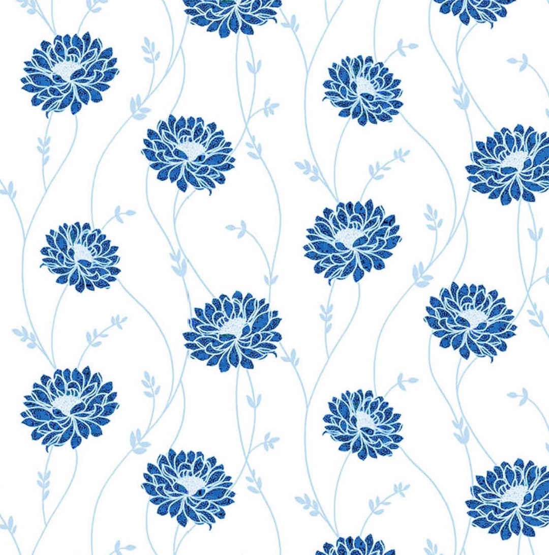 Dolls House Wallpaper 1/12th or 1/24th Scale Blue Floral Quality Paper ...