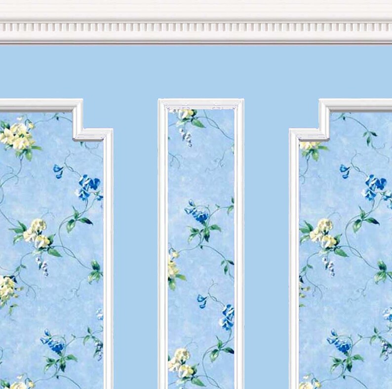 Dolls House Wallpaper 1/12th Scale Blue Floral Quality Paper Miniature ...