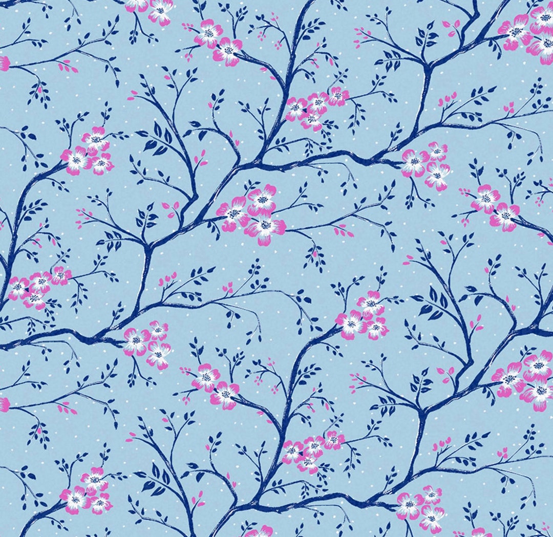 Dolls House Wallpaper 1/12th or 1/24th Scale Quality Paper Blue Floral ...