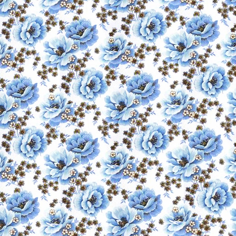 Dolls House Wallpaper 1/12th or 1/24th Scale Quality Paper Blue Floral ...
