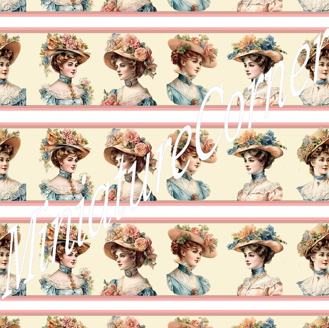 Dolls House Wallpaper Border Hat Shop Boutique Victorian 80 Ins Long 1 ...